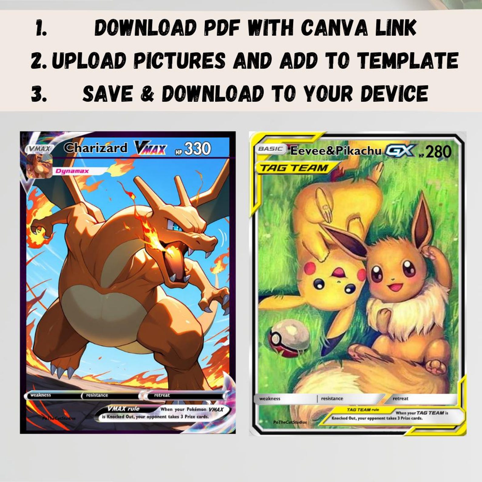 Custom Pokemon Card Templates Bundle | EX, Trainer, GX, Tag-team, V ...
