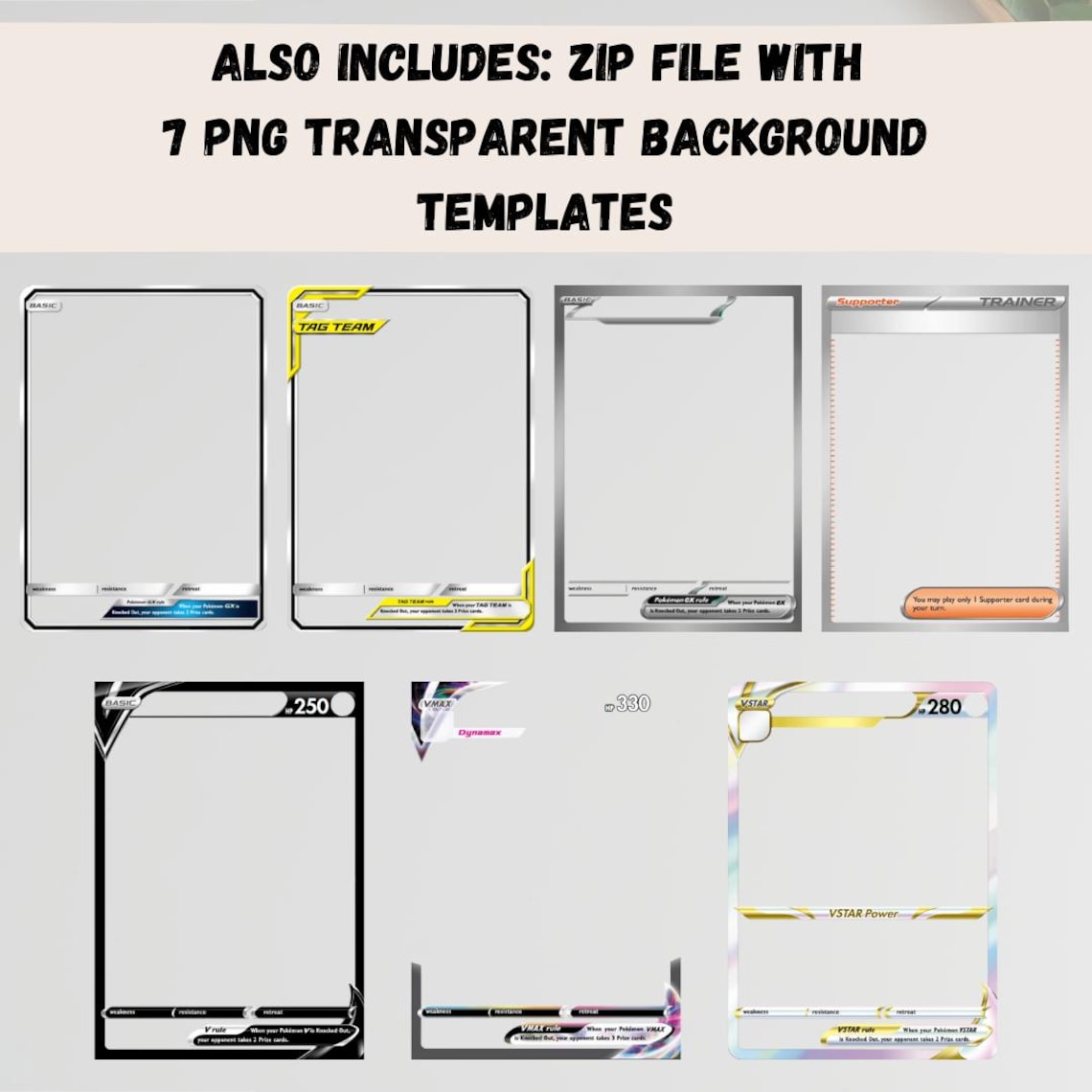 Custom Pokemon Card Templates Bundle | EX, Trainer, GX, Tag-team, V ...
