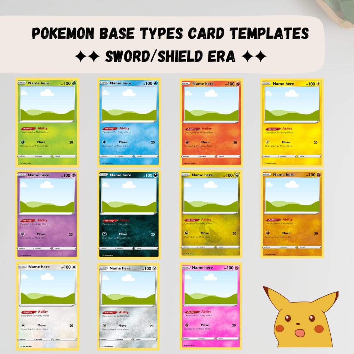 11 Sword/shield Base Types | Custom Pokemon Card Templates | Full-art ...