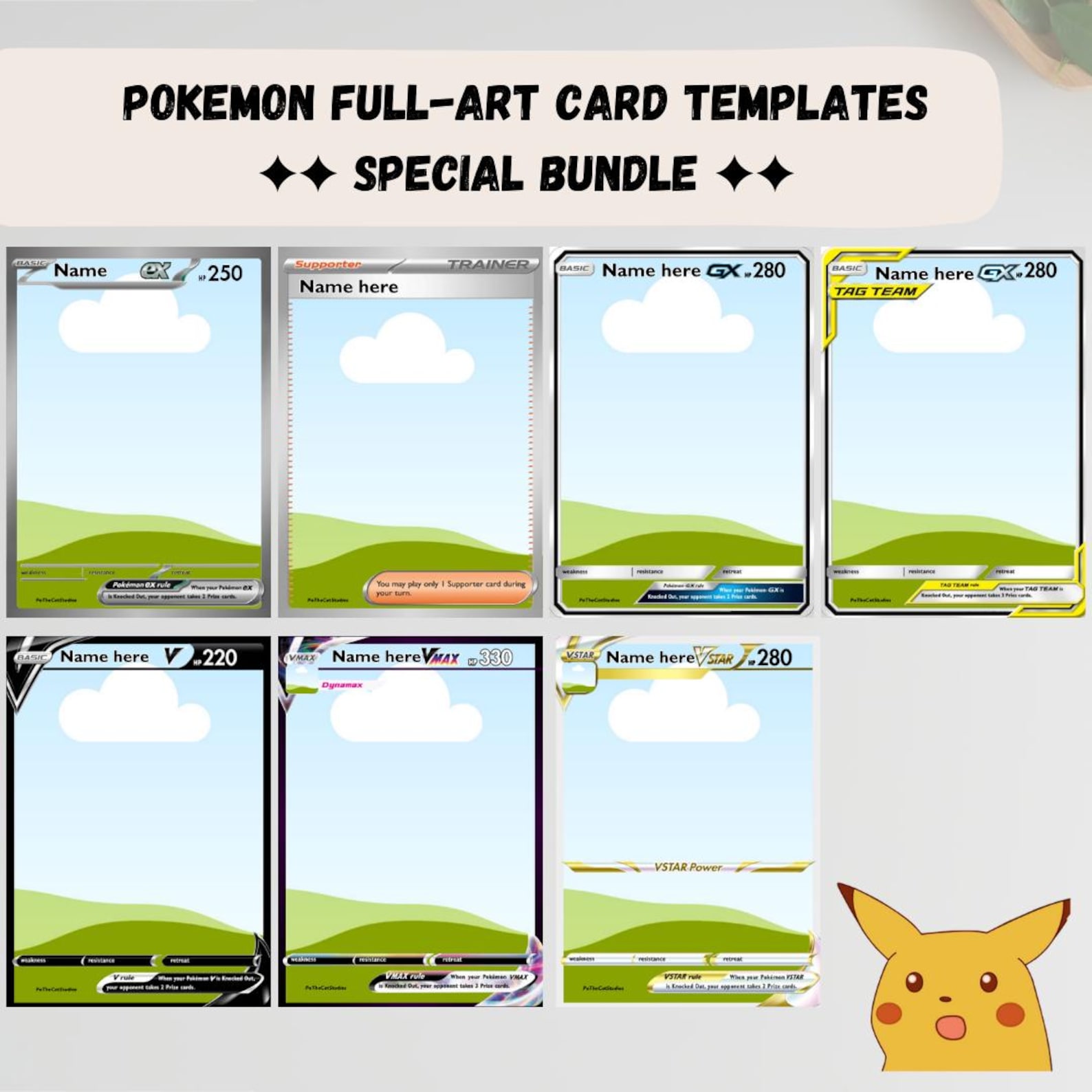 Custom Pokemon Card Templates Bundle | EX, Trainer, GX, Tag-team, V ...