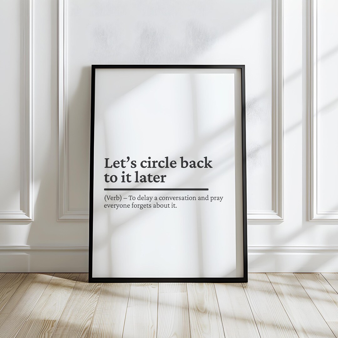 Circle Back Dictionary Office Wall Art, Work From Home Art, Promotion ...