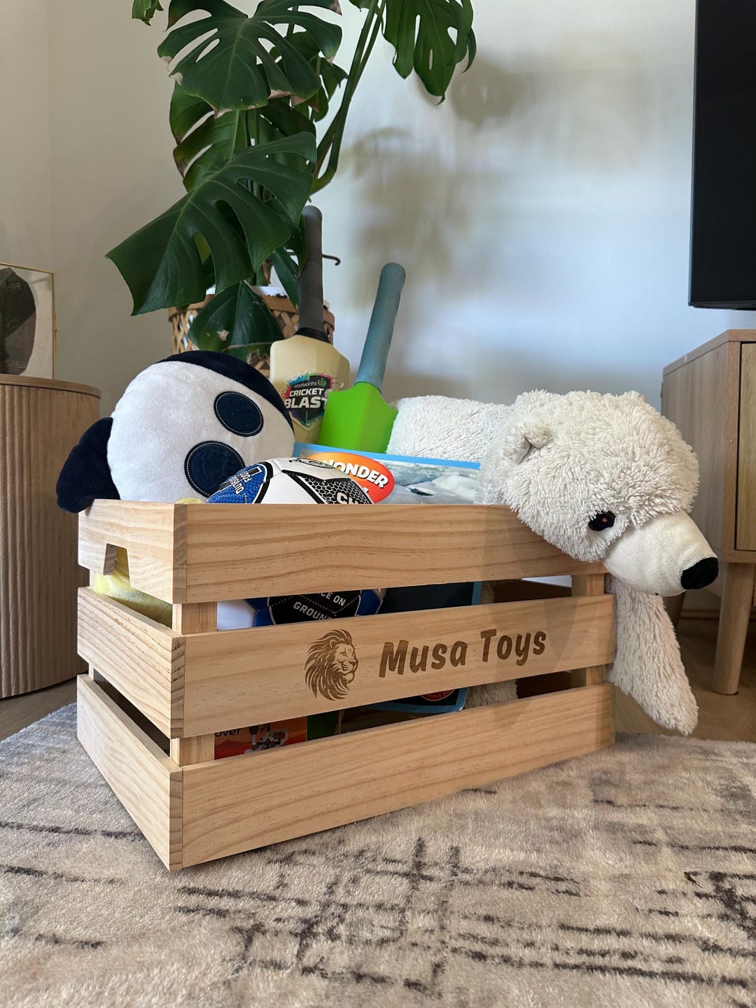 Personalized Wooden Toy Box – Large Custom Engraved Crate - Etsy
