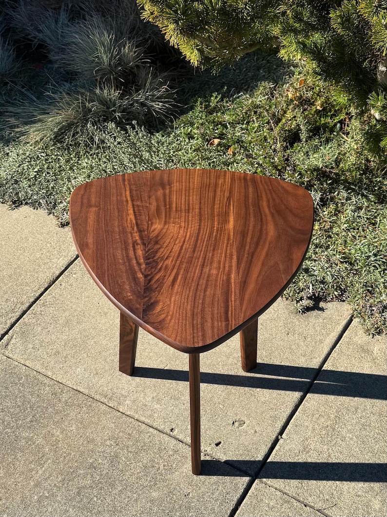 Mid-century Modern Walnut Side Table | Handmade Triangular Accent Table - Etsy