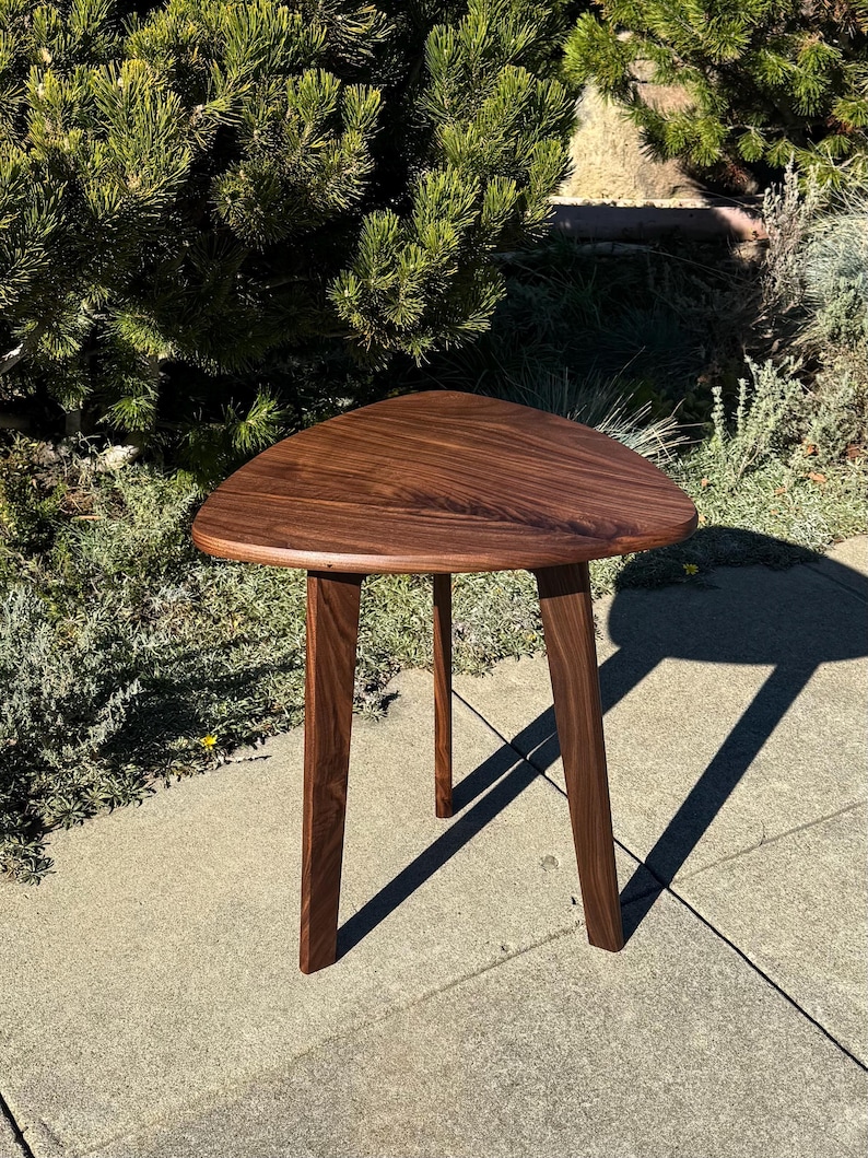 Mid-century Modern Walnut Side Table | Handmade Triangular Accent Table ...