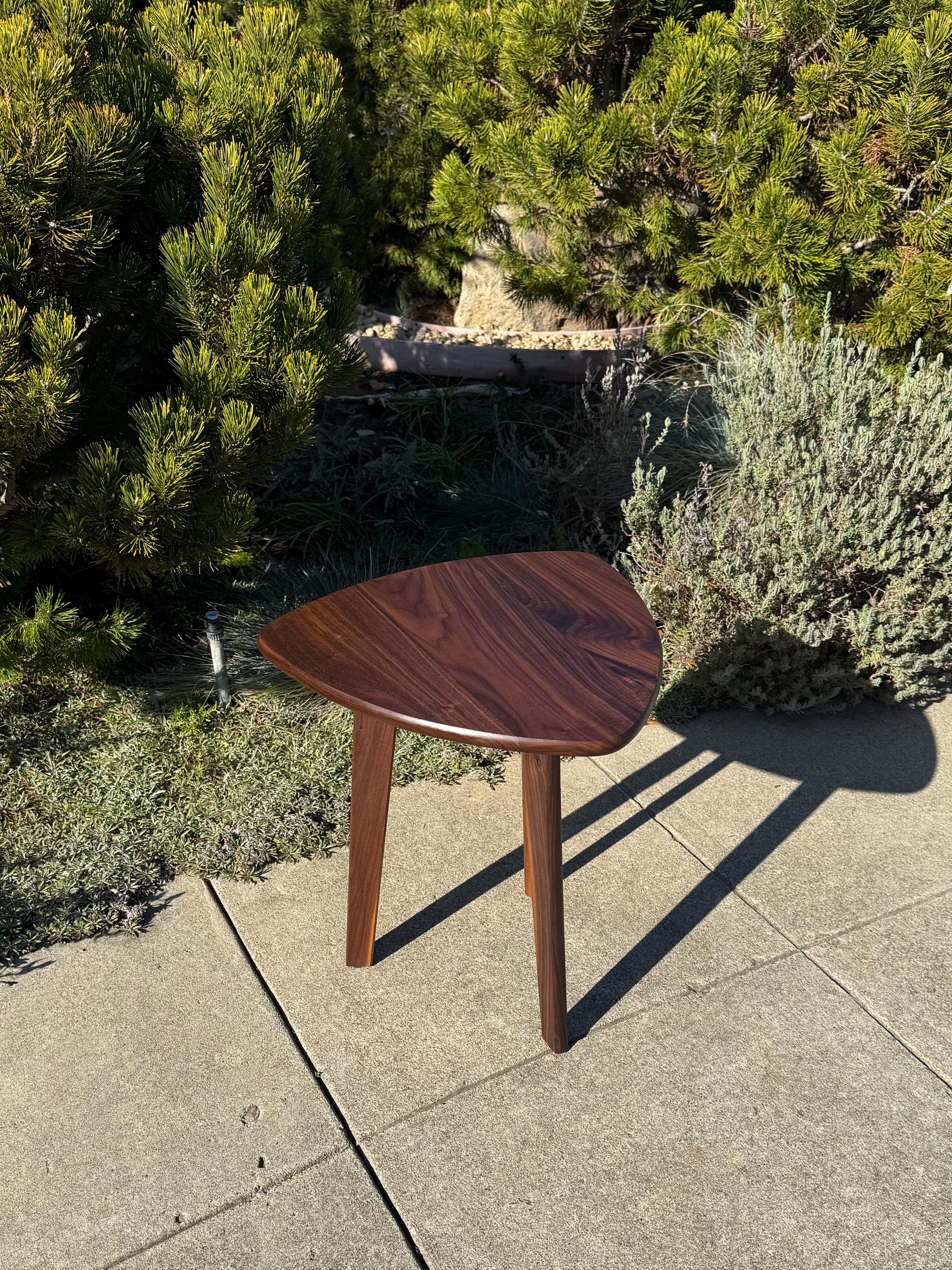 Mid-century Modern Walnut Side Table | Handmade Triangular Accent Table - Etsy