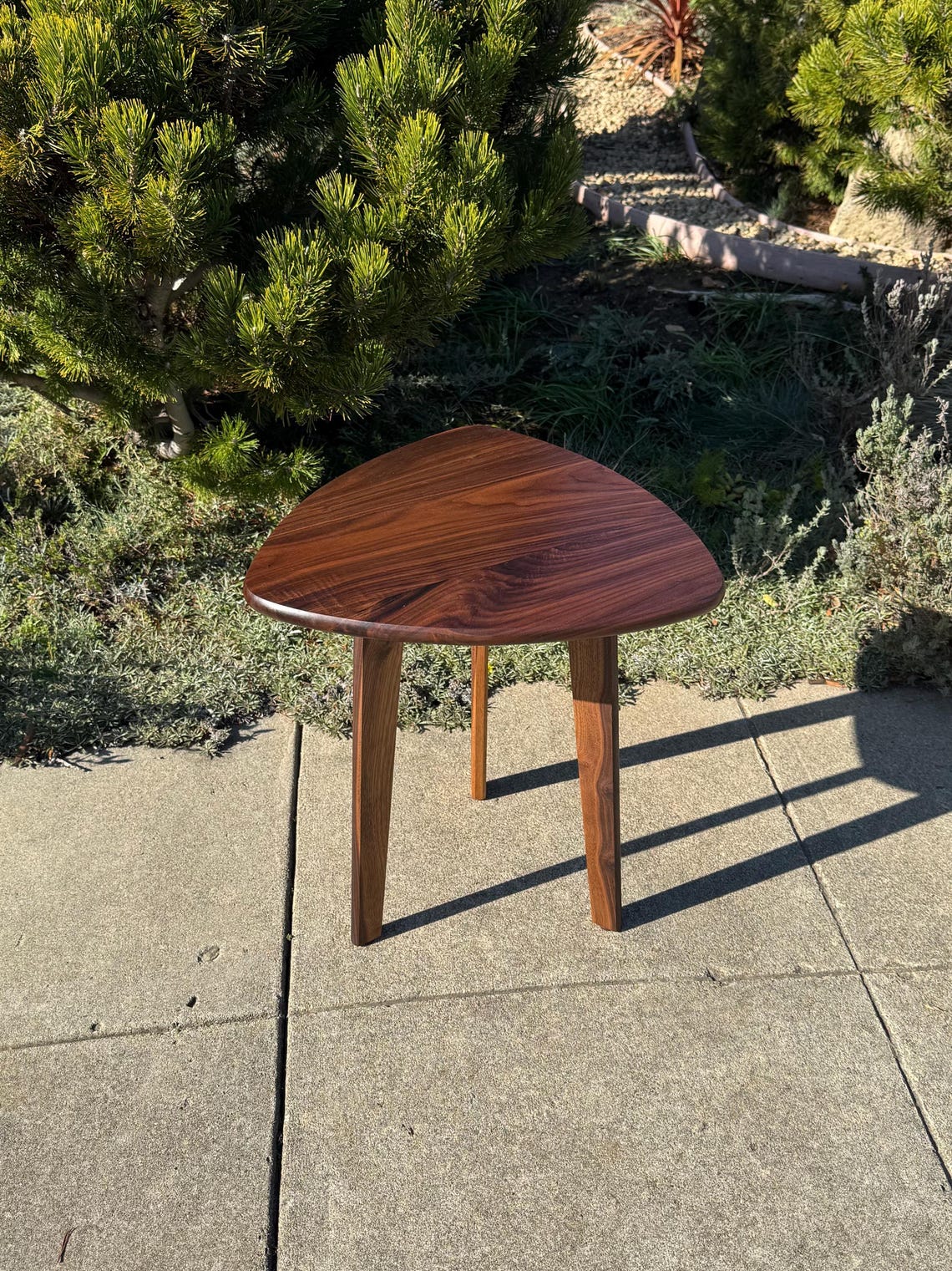 Mid-century Modern Walnut Side Table | Handmade Triangular Accent Table - Etsy