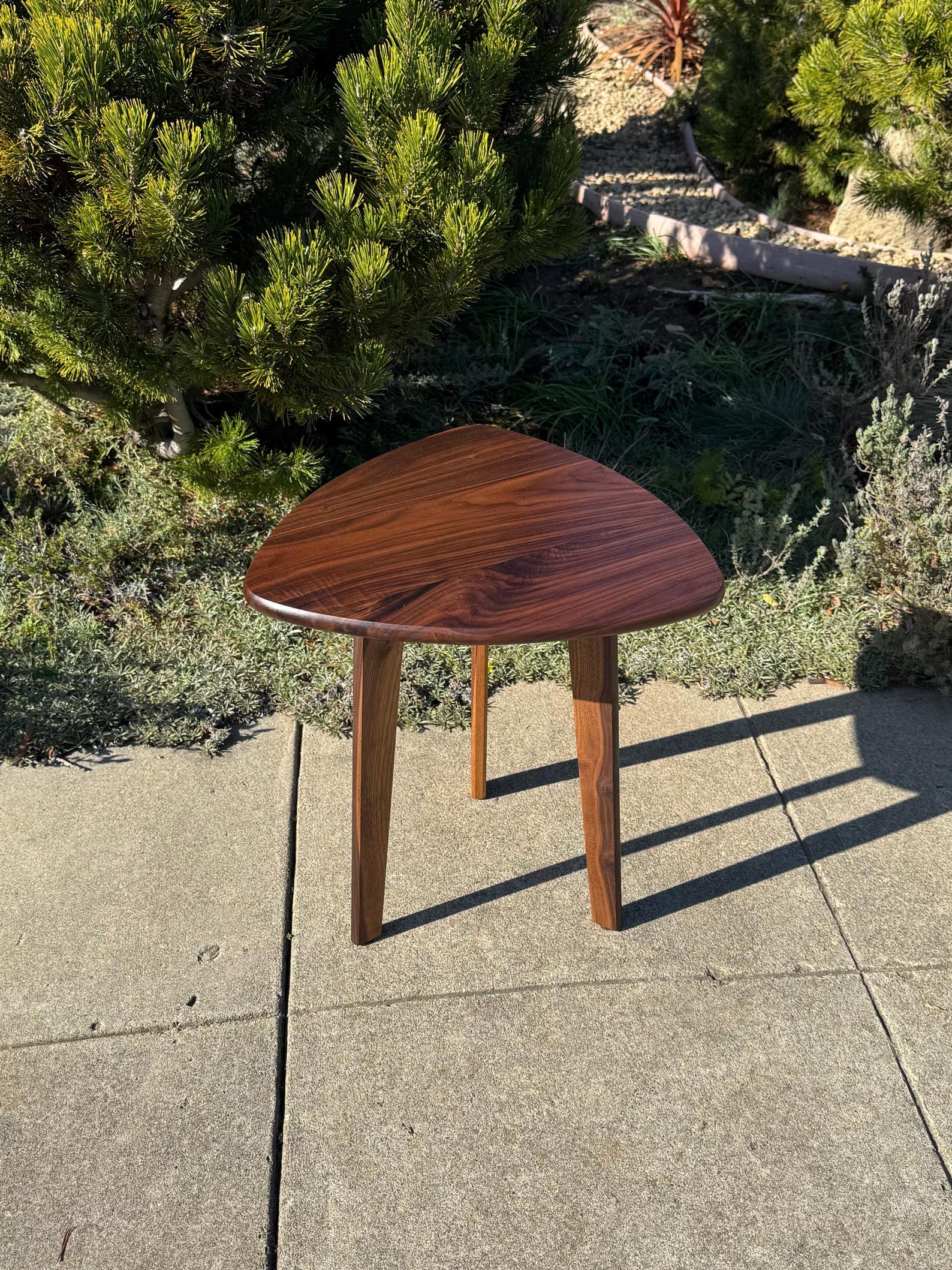 Mid-century Modern Walnut Side Table | Handmade Triangular Accent Table ...