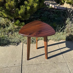 Mid-century Modern Walnut Side Table | Handmade Triangular Accent Table - Etsy