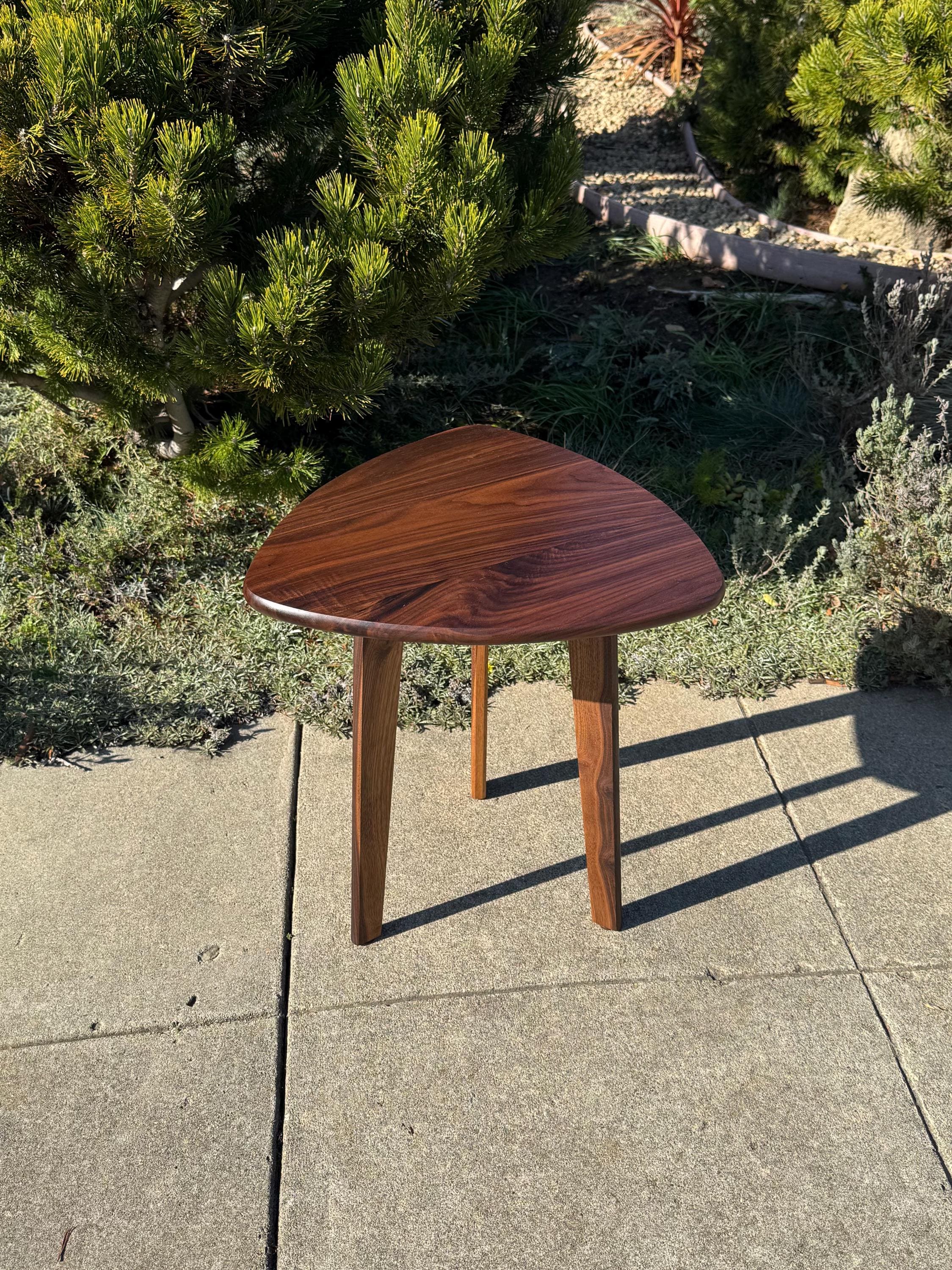 Mid-century Modern Walnut Side Table | Handmade Triangular Accent Table ...