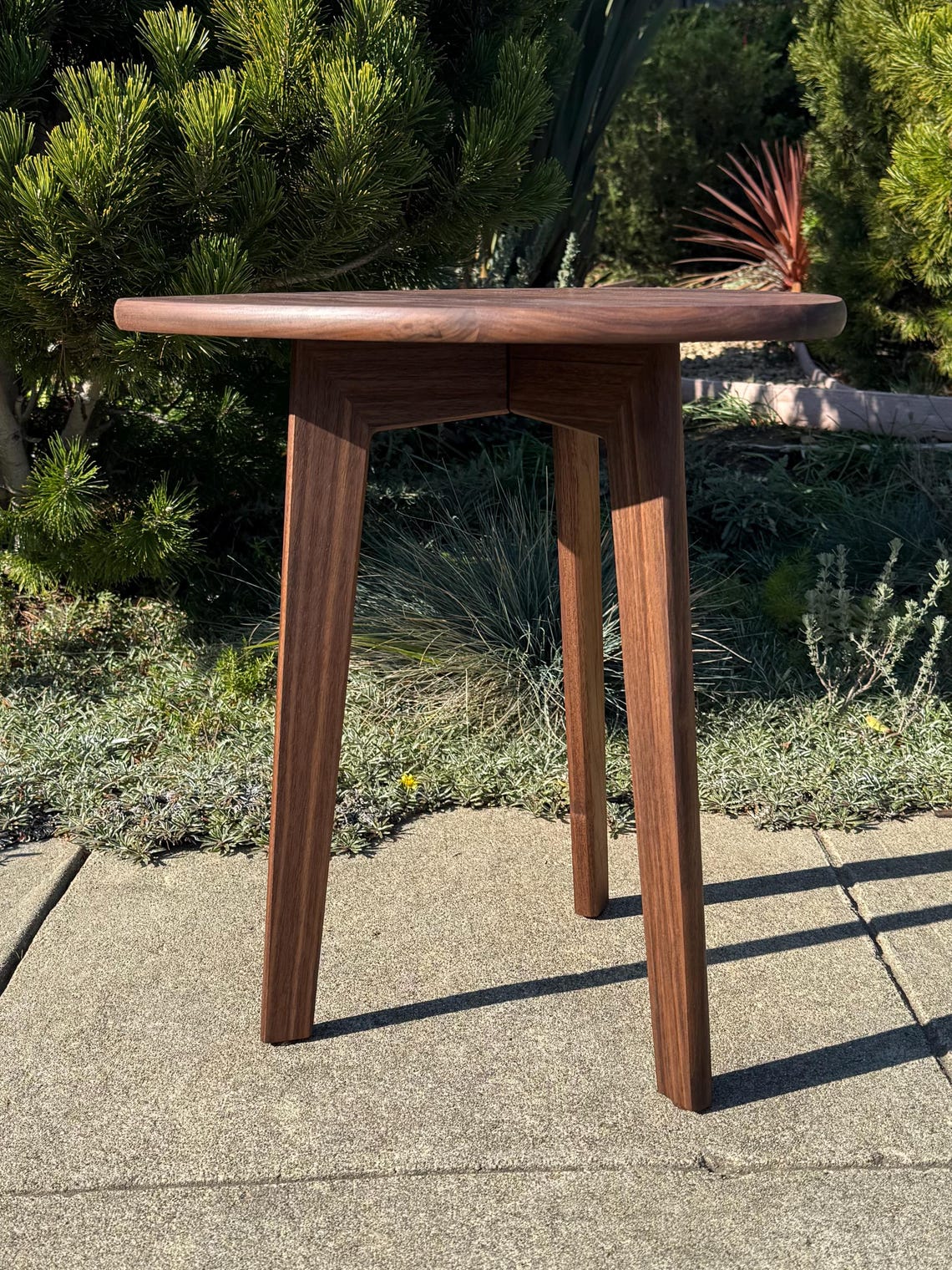 Mid-century Modern Walnut Side Table | Handmade Triangular Accent Table - Etsy
