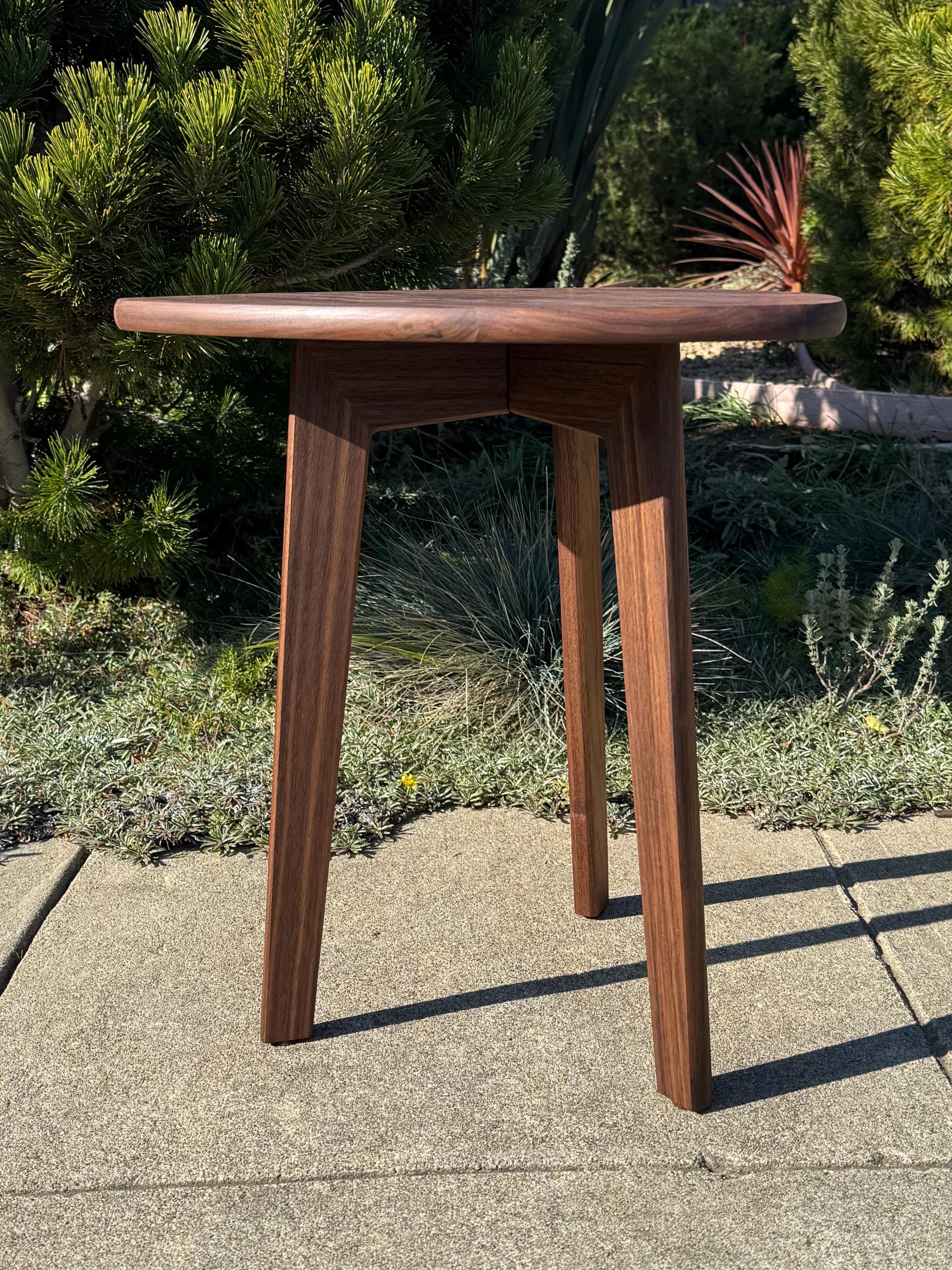 Mid-century Modern Walnut Side Table | Handmade Triangular Accent Table ...
