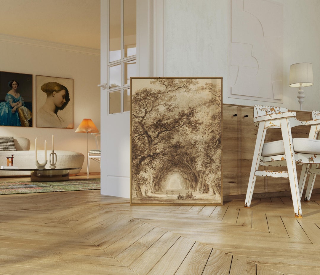 Rococo Landscape Sketch Art Print, Vintage Drawing Print, Digital ...