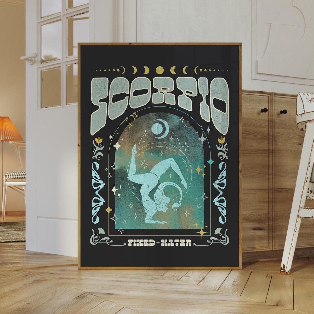 Scorpio Zodiac Art Print, Art Nouveau Astrology Wall Art, Scorpio ...