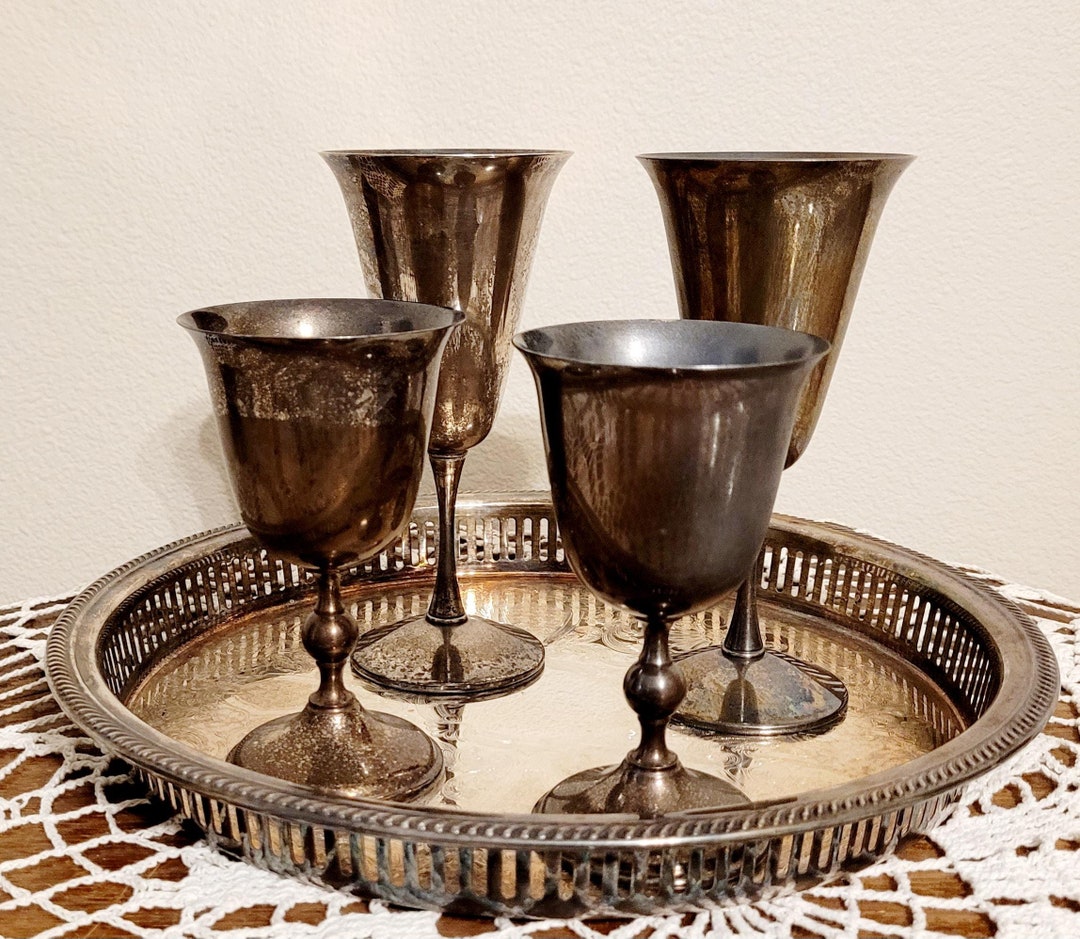 Vintage Silver-plate Goblet Set: Towle & Lunt Serving Trays - Etsy