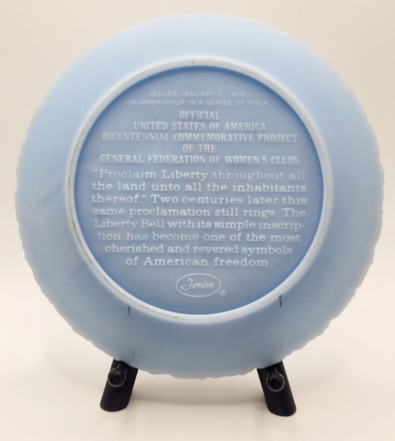 Fenton Bicentennial Plate 1776-1976 – Blue Satin Glass Liberty Bell ...