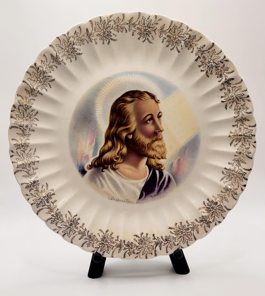 Vintage Jesus Christ Plate: 23K Gold Religious Ceramic Art - Etsy