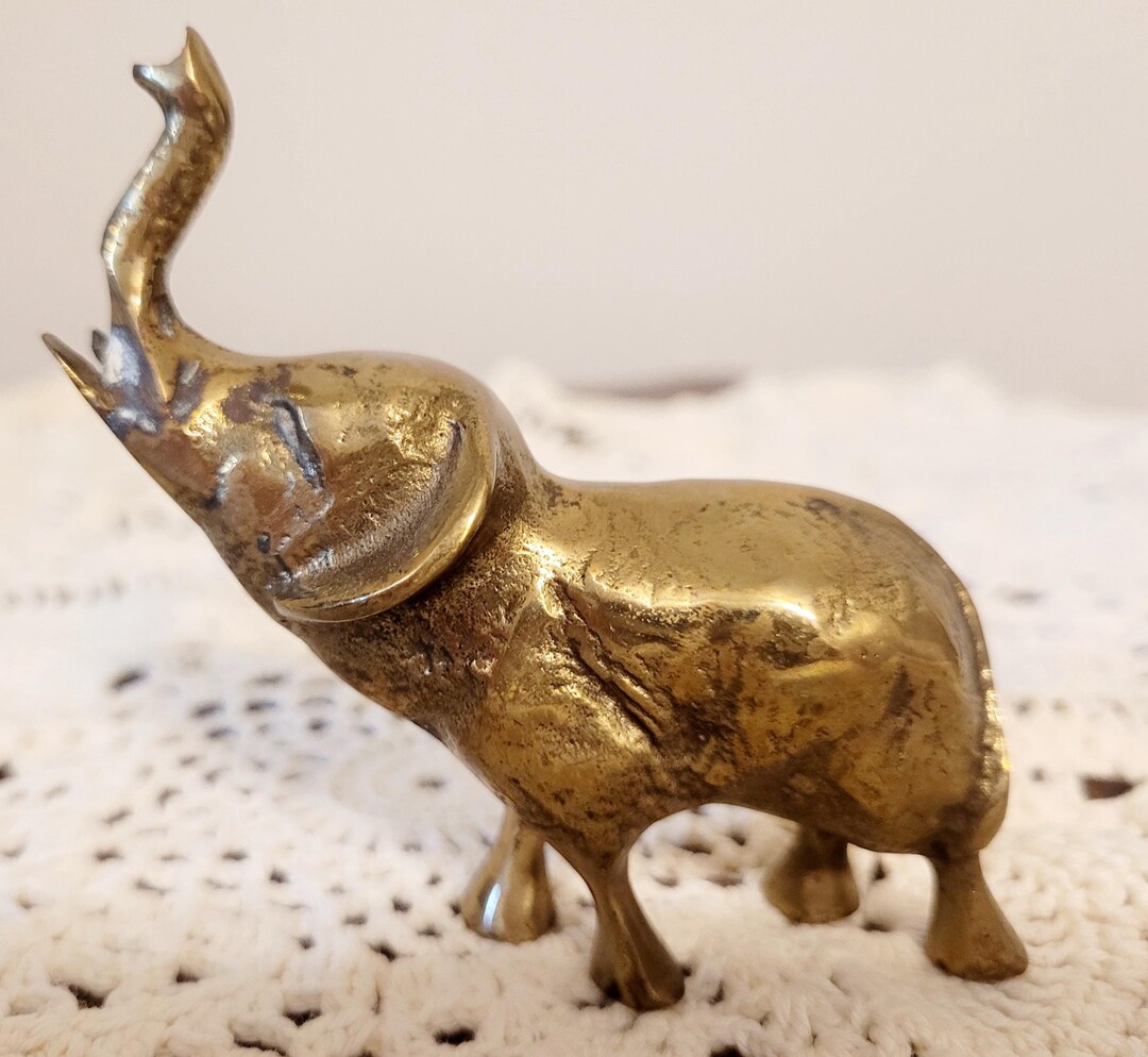 Miniature Solid Brass Elephant Vintage Figurine - Etsy