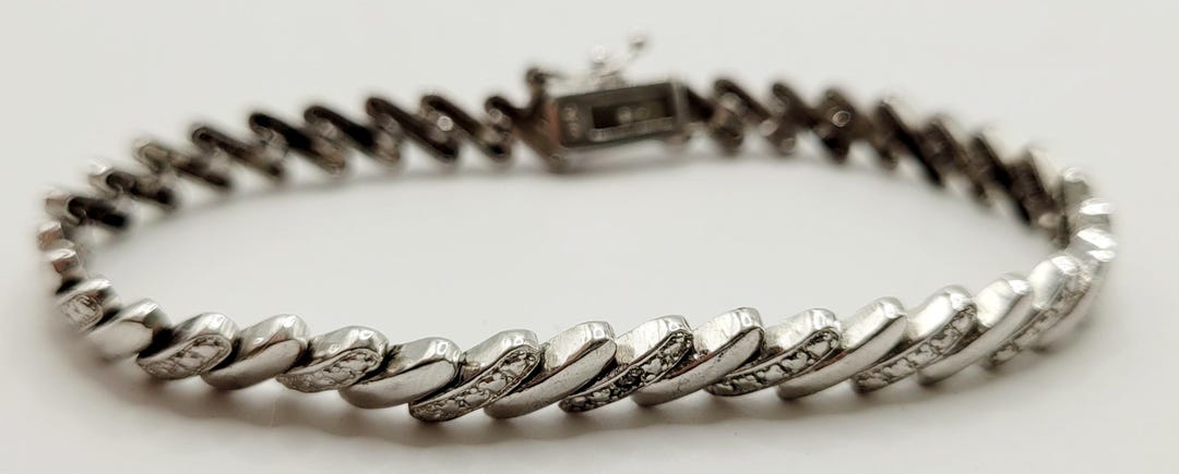 Sterling Silver FAS Bracelet | 7.5” Textured Link | Box Clasp Safety - Etsy