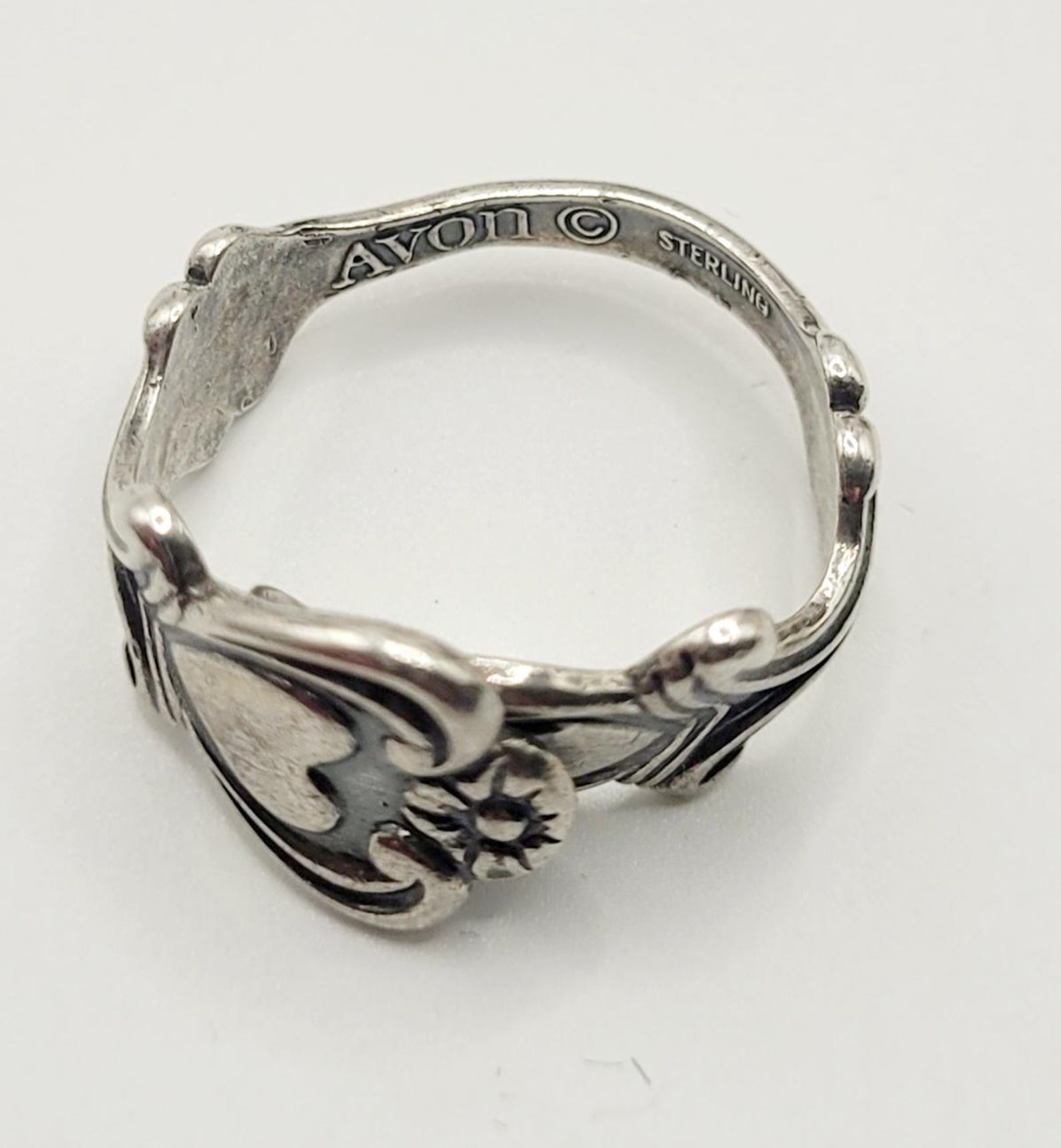 Vintage Avon Sterling Silver Adjustable Heart Ring – 925 Floral Scroll ...