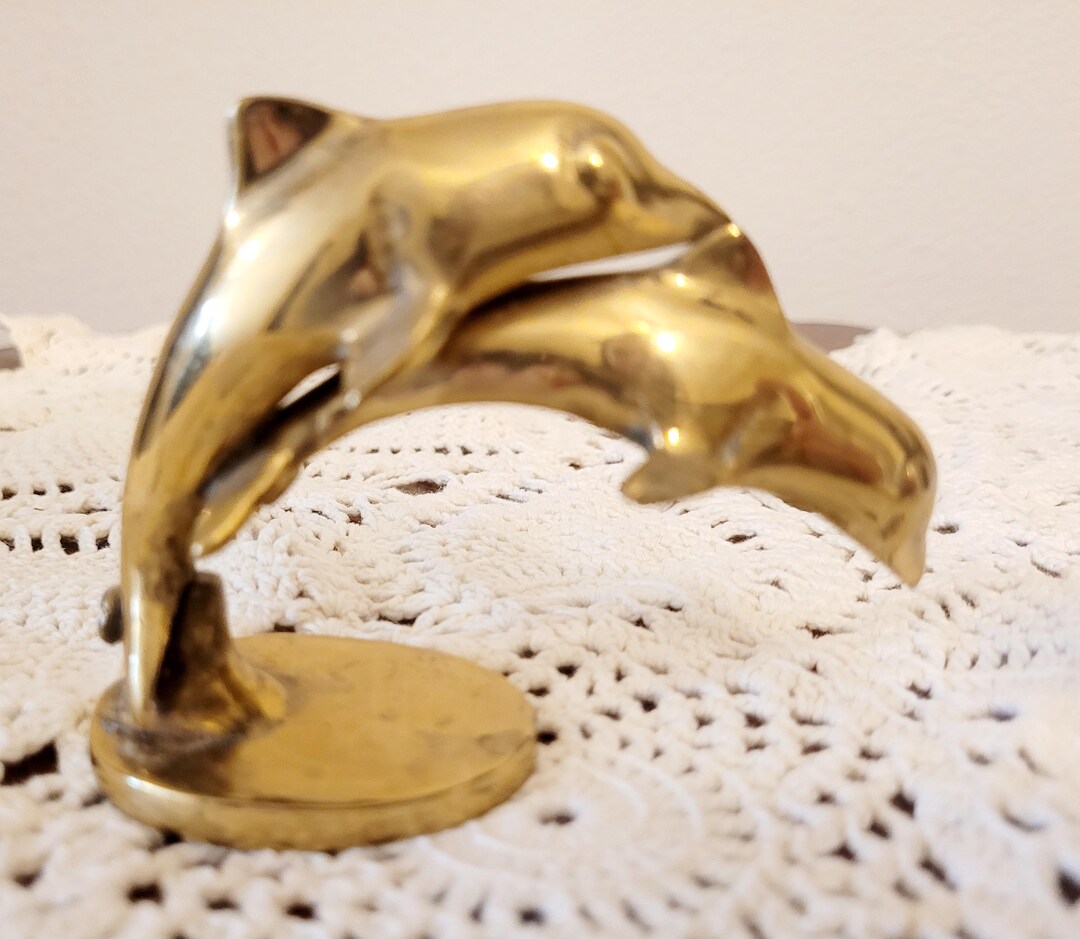 Vintage Brass Dolphin Figurine: Coastal Nautical Decor - Etsy