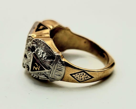 10K Gold 32nd Degree Shriner Masonic Ring with 0.85ct… - Gem