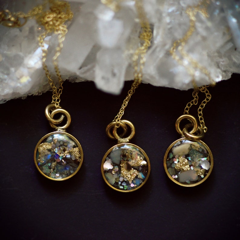 Confetti Gemstone Necklace Featuring Abalone, Opal, or Chrysocolla ...
