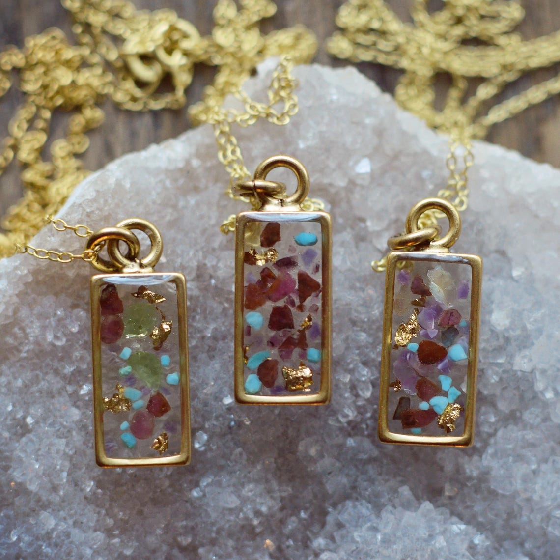 The Tate Necklace in Confetti Gemstone Featuring Ruby, Turquoise ...