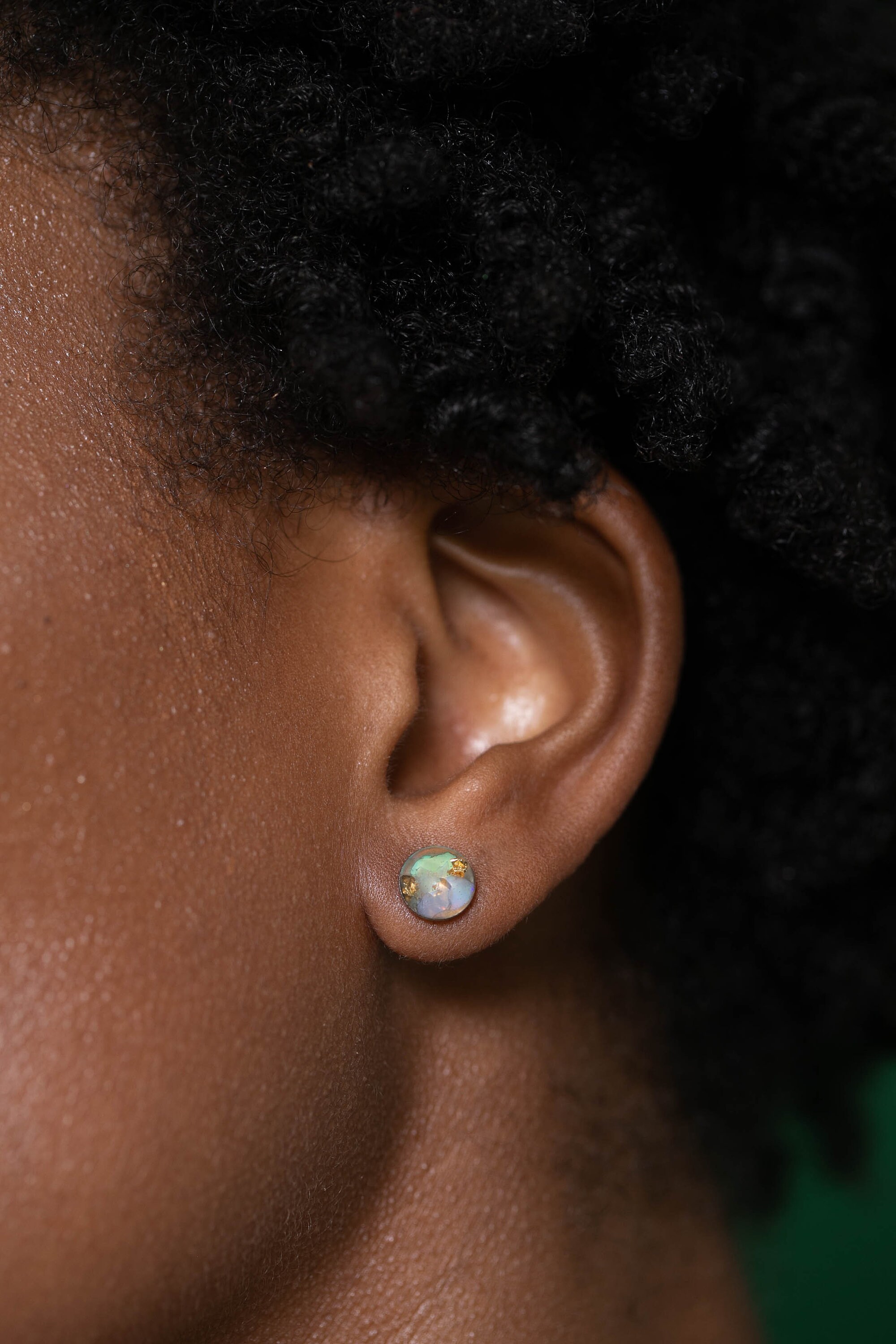 Crushed Gemstone Surgical Steel Earrings With Resin and Metallic Flakes ...