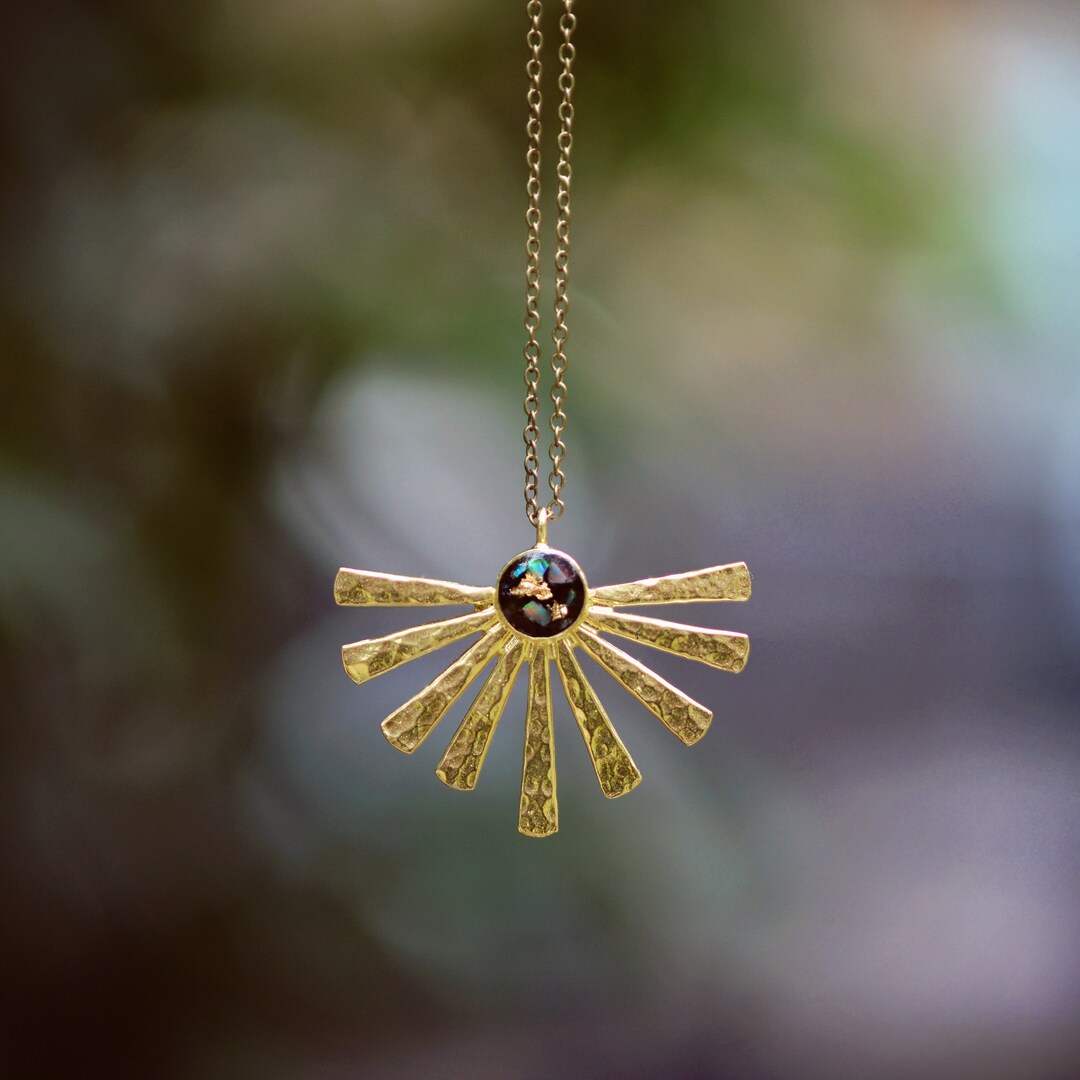 The Opal Sun Necklace Ethiopian Opals Brass Pendant - Etsy