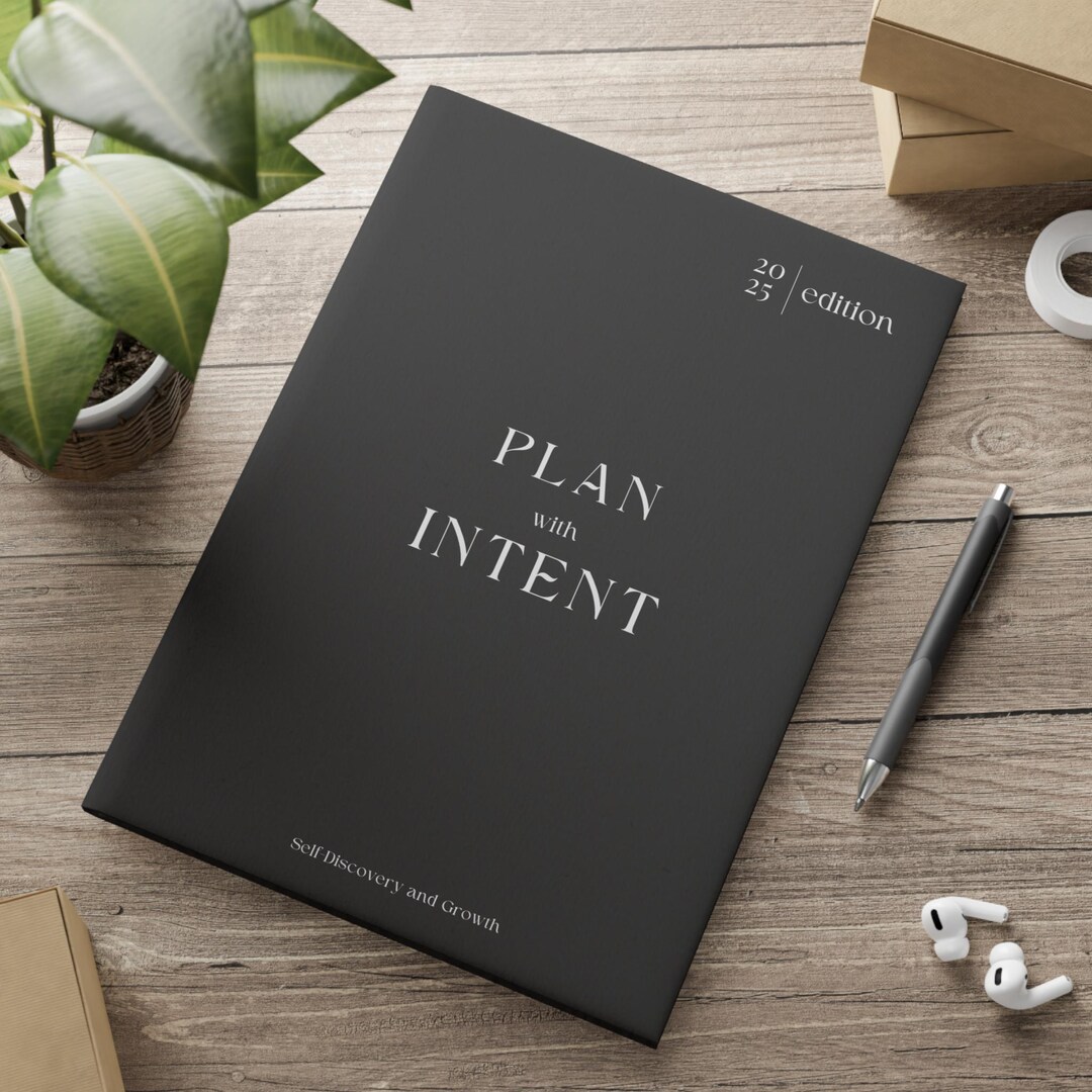 Black Hardcover Puffy Notebook | Plan With Intent 2025 Edition for ...