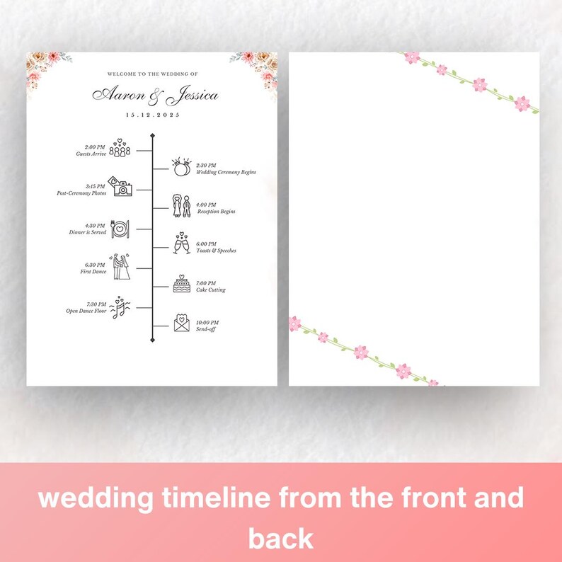 Wedding Timeline Minimalist Order of Events Sign, Premium Canva Account ...