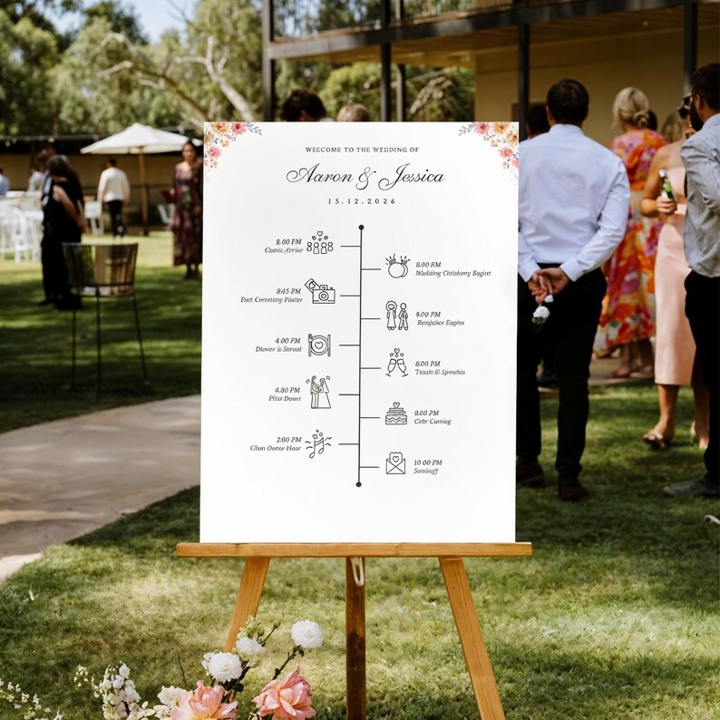 Wedding Timeline Minimalist Order of Events Sign, Premium Canva Account ...