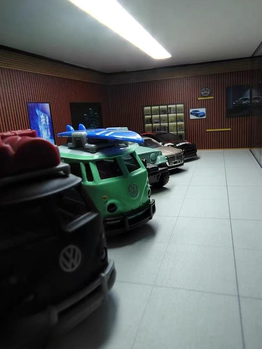 1:64 Parking Miniatures Lot Model, Car Showroom, Led Lighting, Diorama ...
