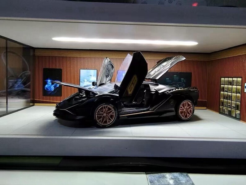1:64 Parking Miniatures Lot Model, Car Showroom, Led Lighting, Diorama ...