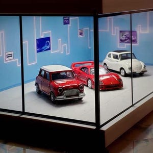 1:64 Parking Miniatures Lot Model, Car Showroom, Led Lighting, Diorama ...