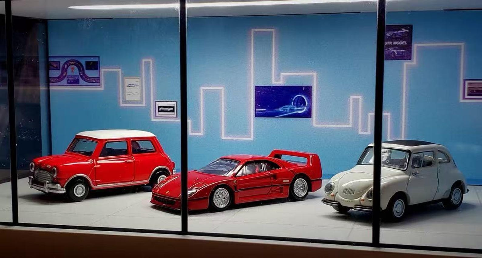 1:64 Parking Miniatures Lot Model, Car Showroom, Led Lighting, Diorama ...