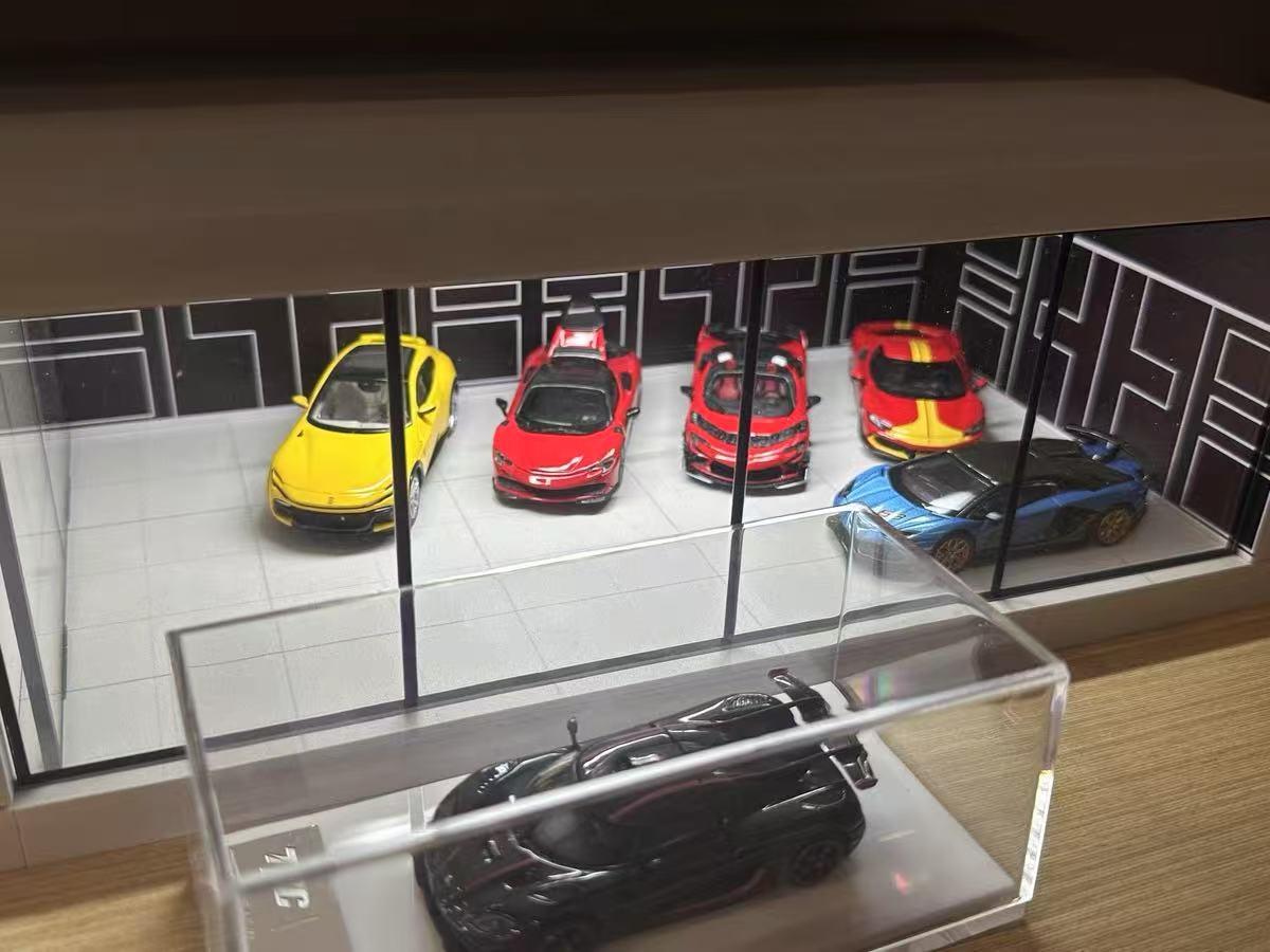 1:64 Parking Miniatures Lot Model, Car Showroom, Led Lighting, Diorama ...