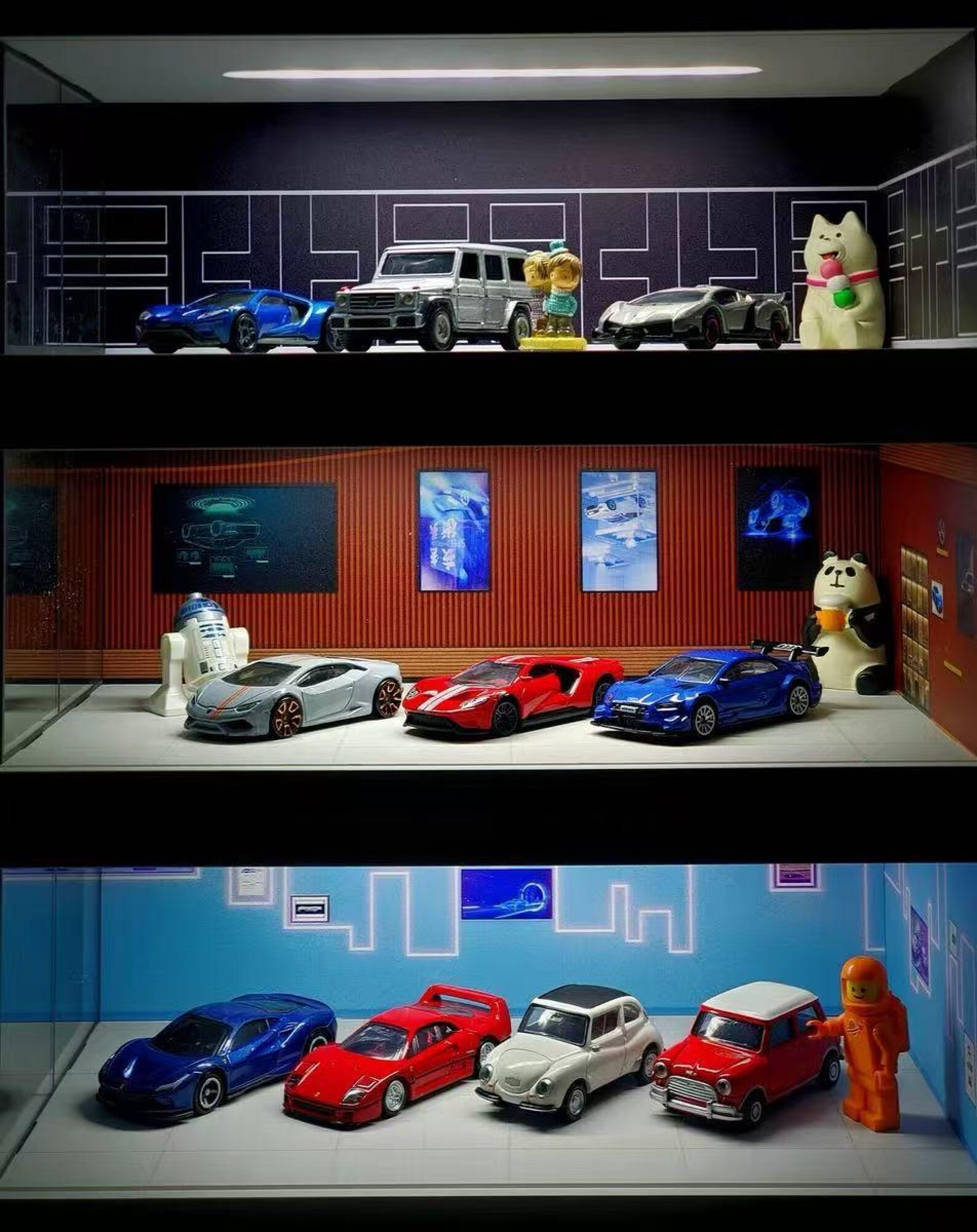 1:64 Parking Miniatures Lot Model, Car Showroom, Led Lighting, Diorama ...