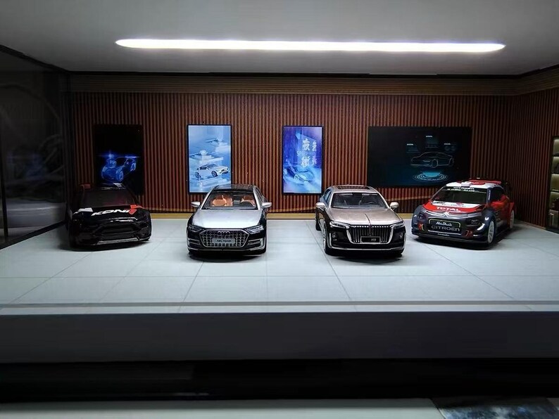 1:64 Parking Miniatures Lot Model, Car Showroom, Led Lighting, Diorama ...