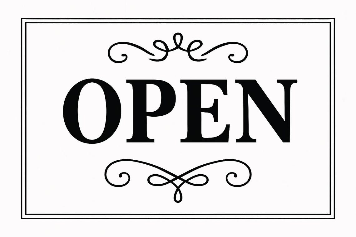 Elegant Black & White Open Sign: Printable Business Door Decor (A4 ...