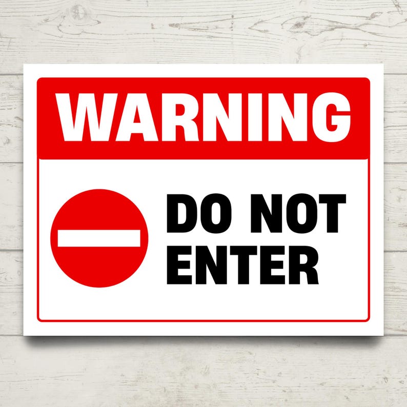 Printable Do Not Enter Sign Warning: Digital Download Safety Signage ...