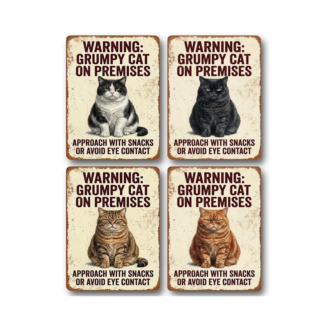 Funny Grumpy Cat Warning Sign: Vintage Style Metal Cat Decor - Etsy UK