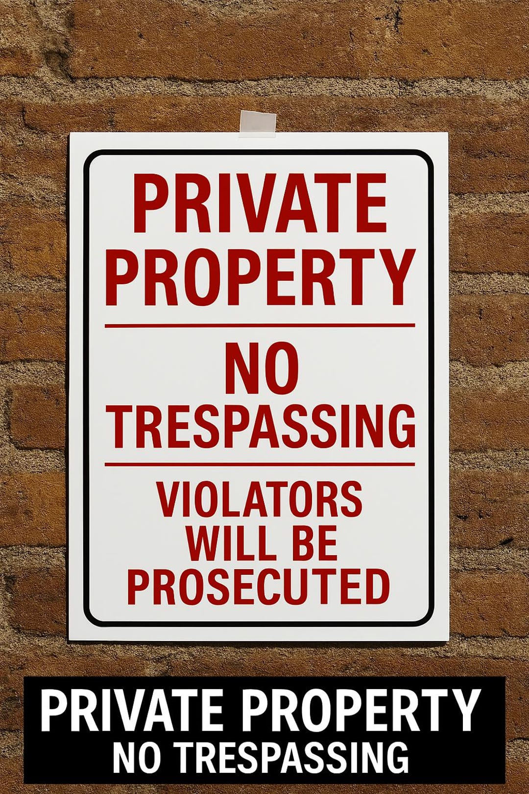 Private Property No Trespassing Sign: Bold Red & White Printable (A4 ...