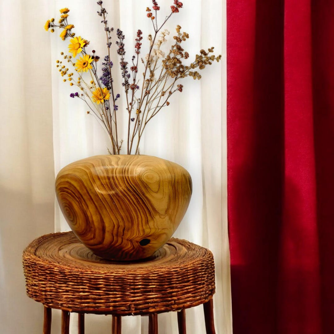 Handcrafted Thuya Wood Vase - Artisanally Turned Home Décor - Unique ...