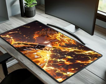 Zenitsu Agatsuma Demon Slayer Desk Mat Kimetsu No Yaiba Anime Gaming ...