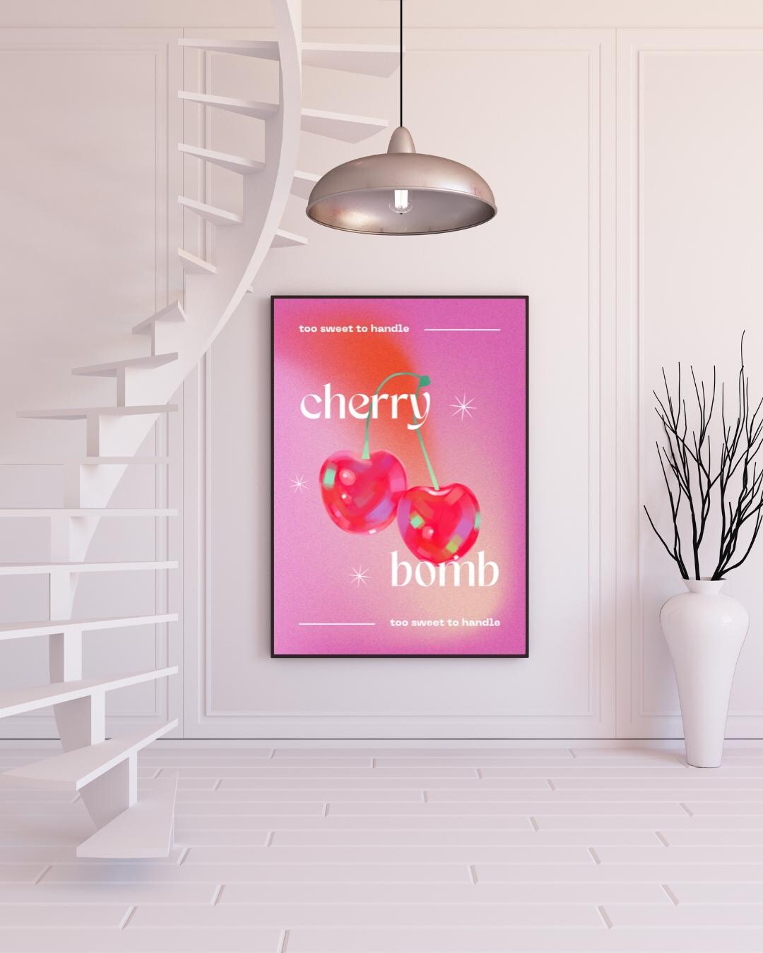 Cherry Bomb Cherries Poster Girly Wall Art Print, Digital Download Cute ...