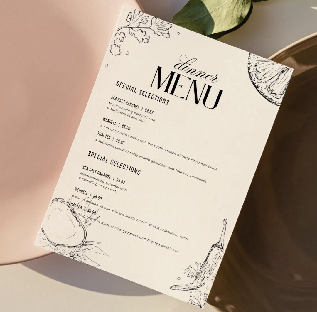 Customizable Digital Food Menu Template – Hand-drawn Ilustrations ...