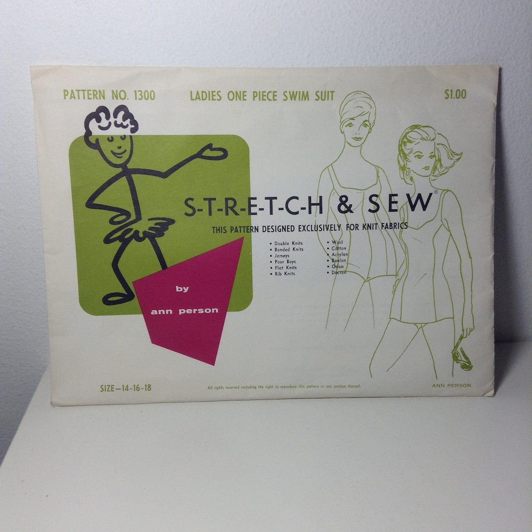 Vintage 70's One Piece Swimsuit Sewing Pattern. Stretch & Sew 1300 ...