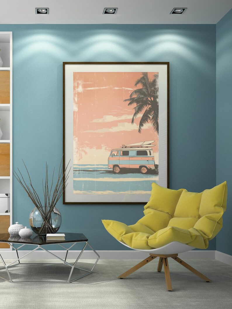 Retro 70s Beach Poster | Digital Download | Surfer Decor | Vintage ...