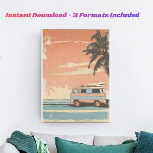 Retro 70s Beach Poster | Digital Download | Surfer Decor | Vintage ...
